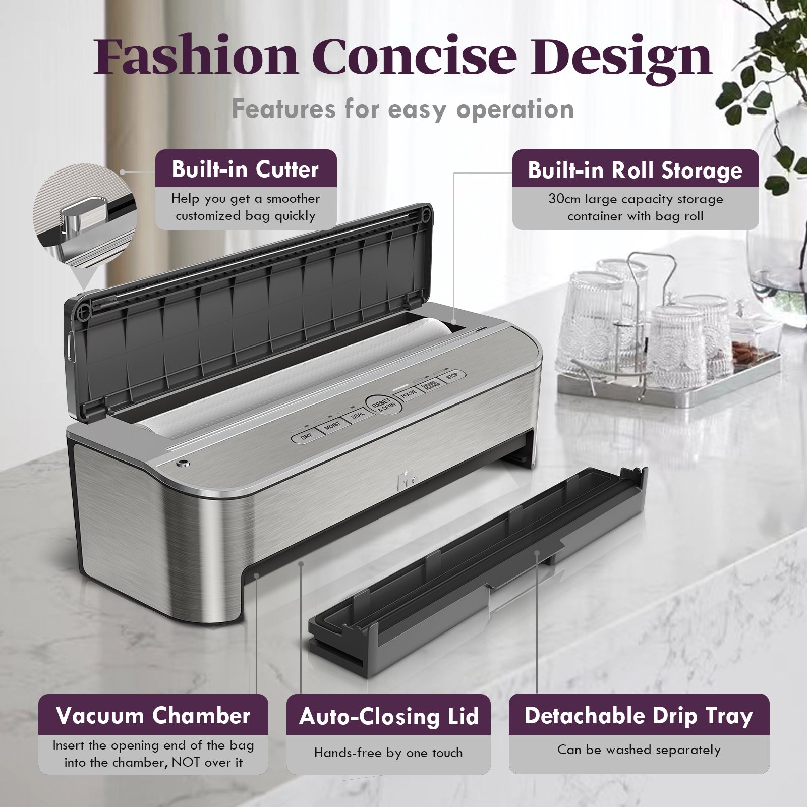 Food Saver Vacuum Sealer Vacuum Sealer Machine, 95kPa 140W Double Seal ...